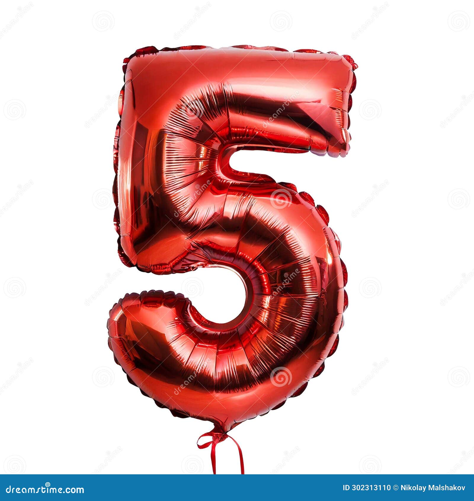 Red Balloon in the Form of Five Isolated on White. Stock Illustration ...