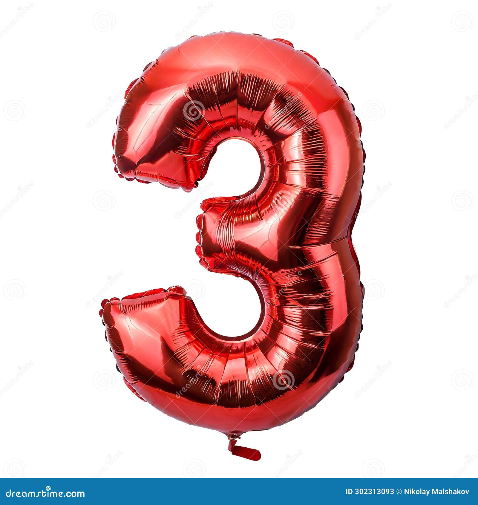 Red Balloon in the Form of Three Isolated on White. Stock Illustration ...