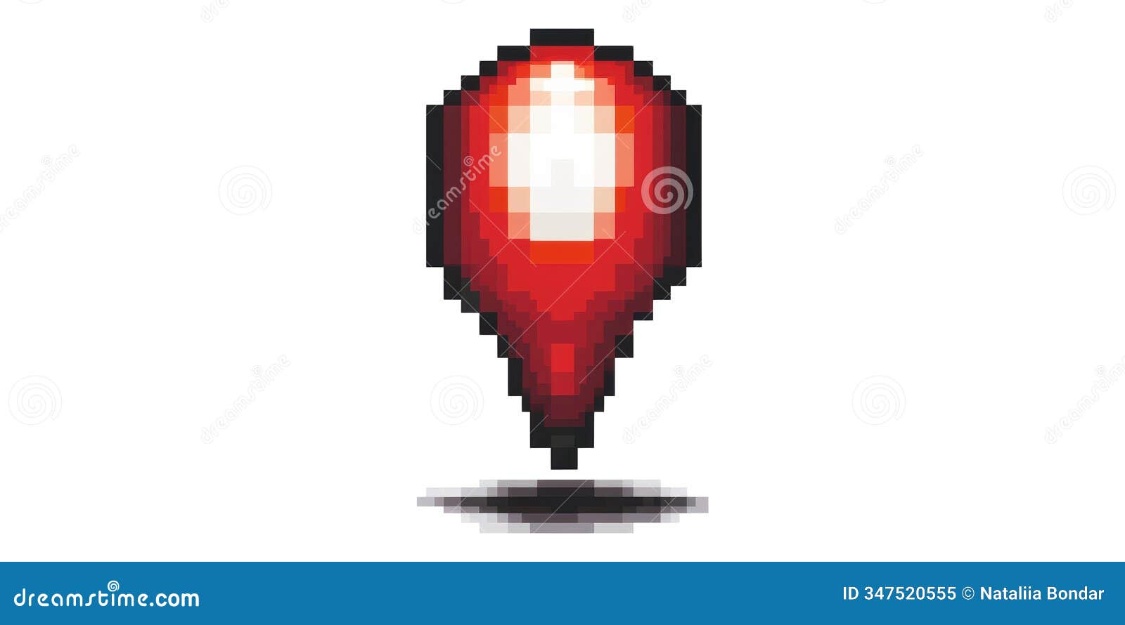 Red Balloon Icon with Shadow Effect in Pixel Art Style Isolated on ...