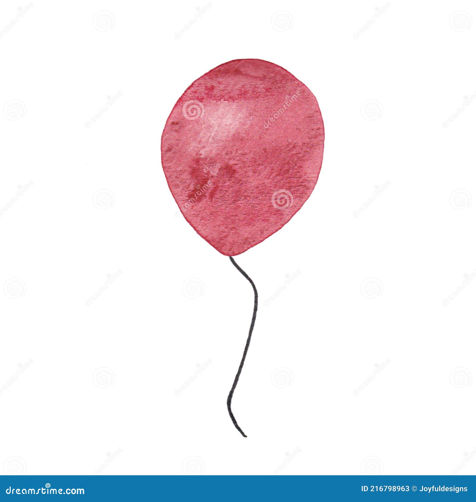Red Balloon with String Watercolor Illustration Stock Image - Image of ...