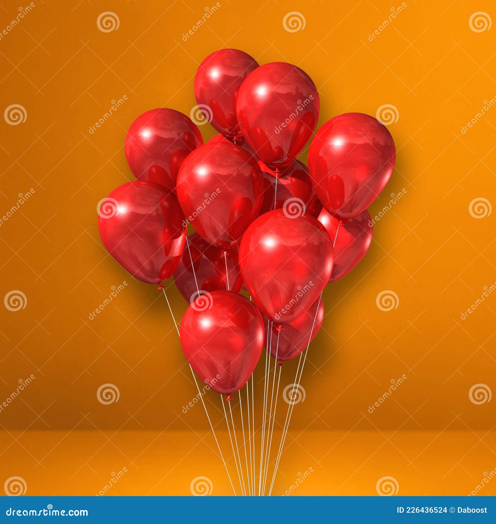 Red Balloons Bunch on Orange Wall Background Stock Illustration ...