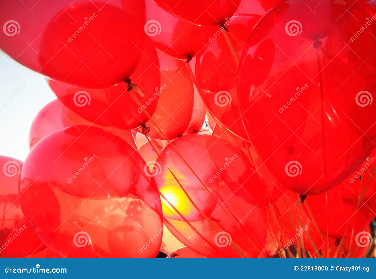 Red Balloons Flying in the Sky Stock Photo - Image of sunny, holiday ...
