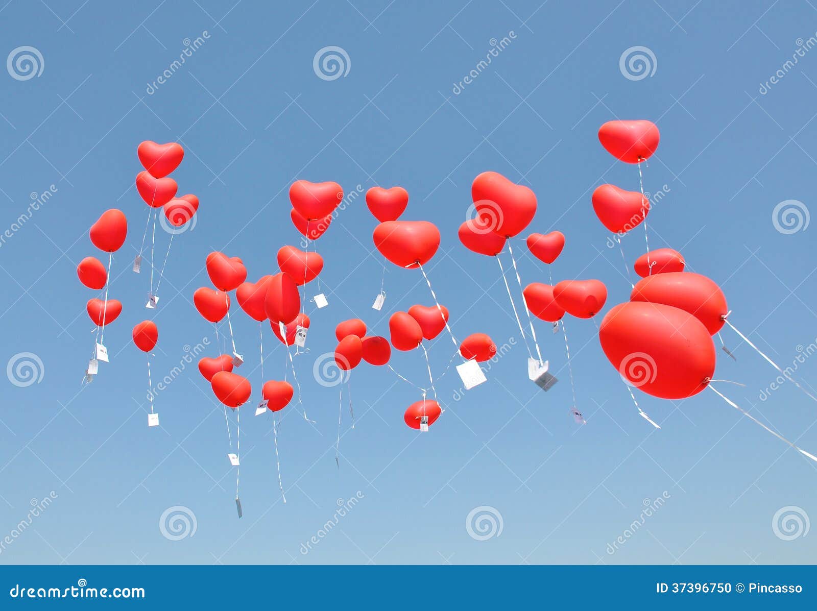 Red Balloons with the Messages Stock Photo - Image of rising ...