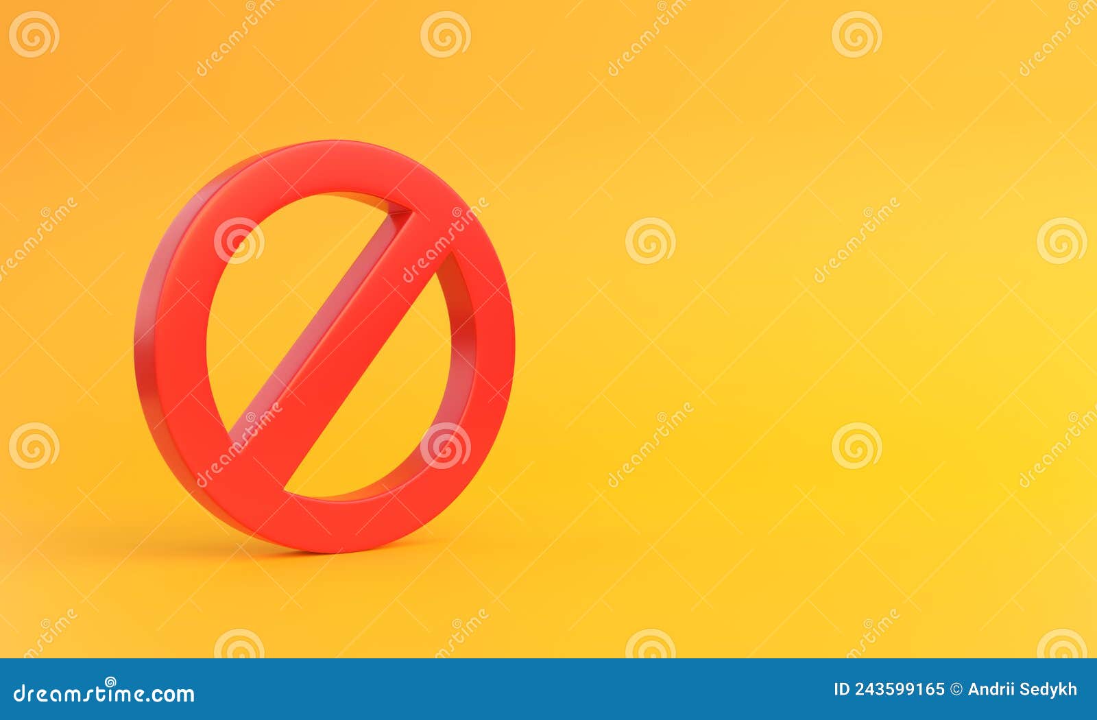 Red Banned Sign on a Yellow Background with Copy Space Stock ...