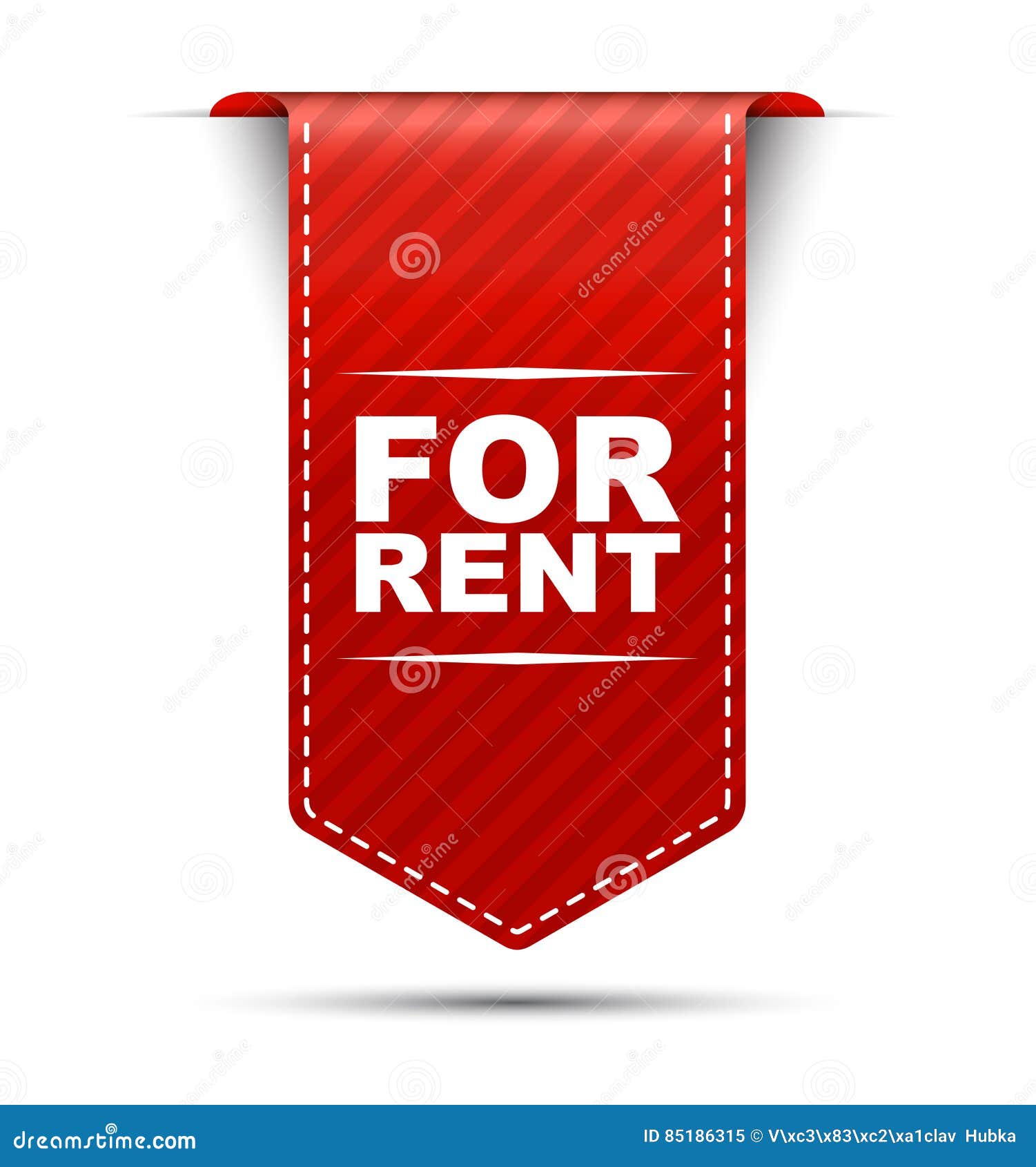 Red banner design for rent stock illustration. Illustration of label ...