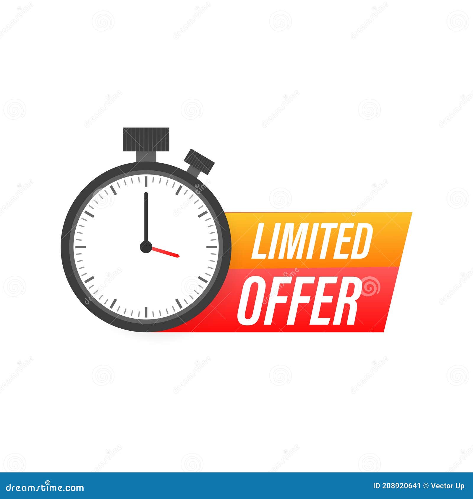 Red Banner Limited Offer. Clock Icon. Stock Vector - Illustration of ...