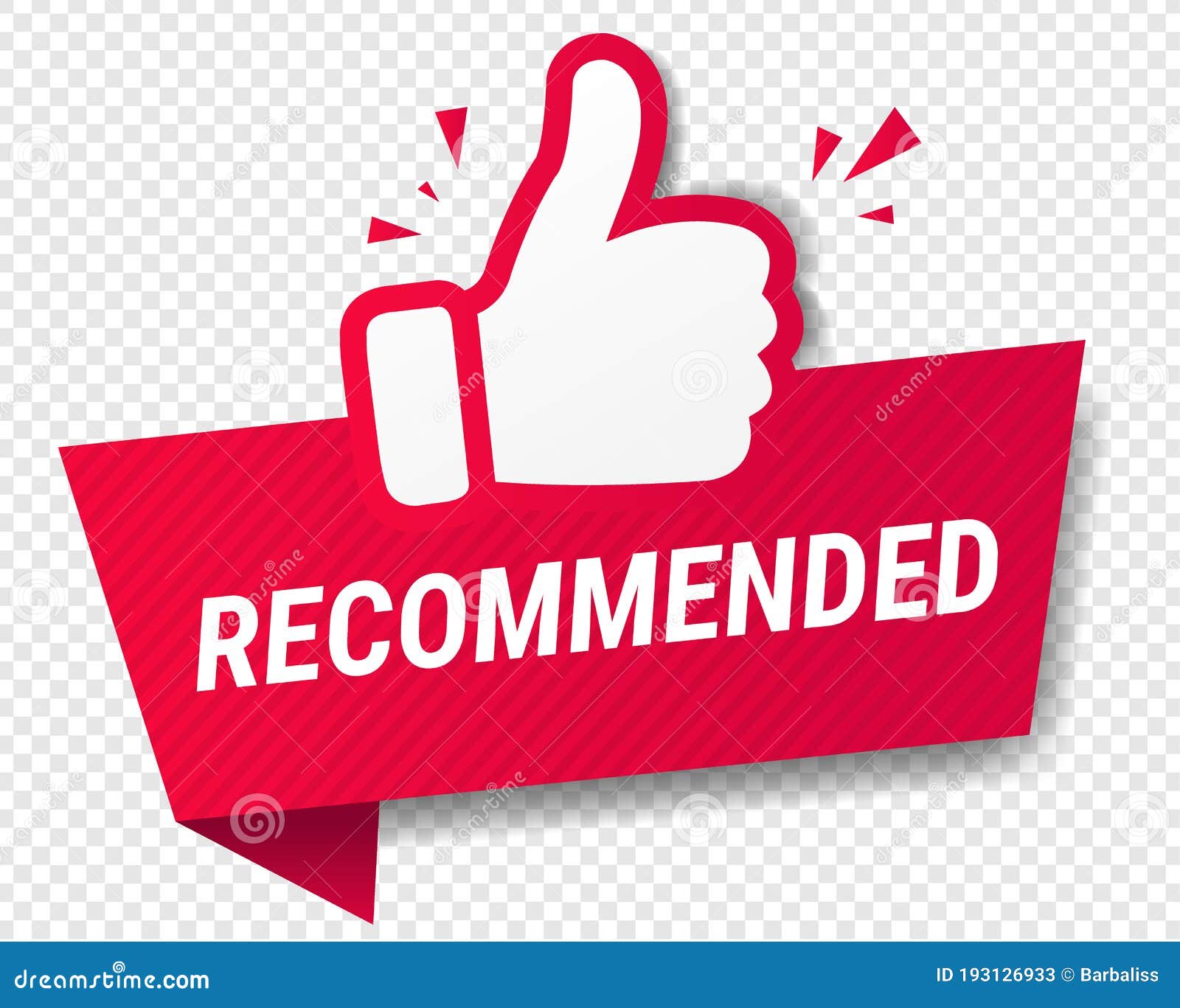 Red Banner Recommended with Thumbs Up Transparent Background Stock ...