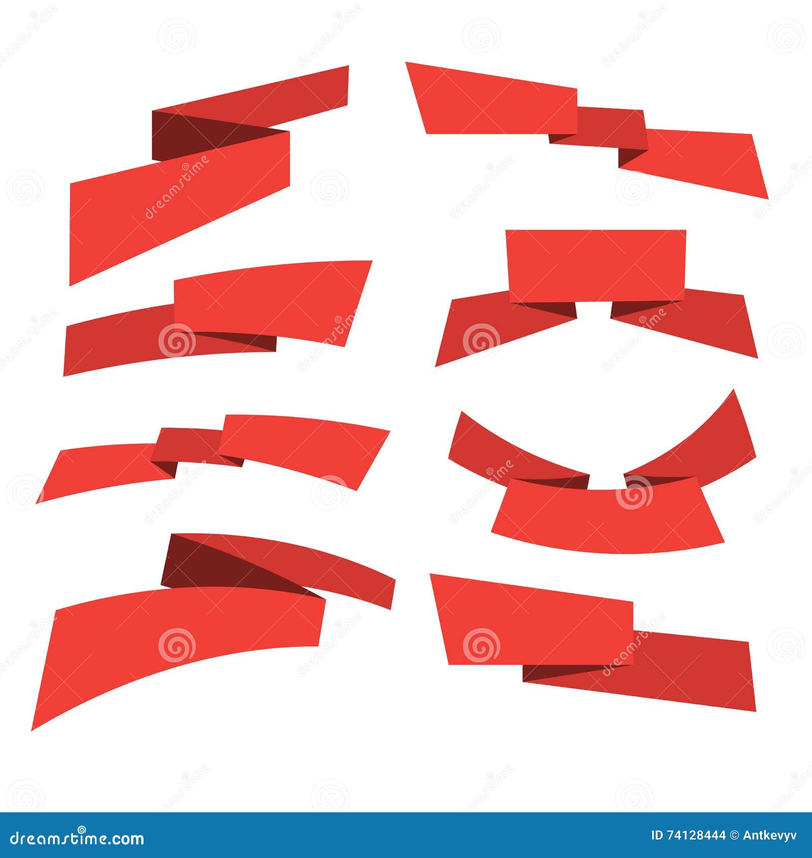 Red banner set stock vector. Illustration of label, element - 74128444