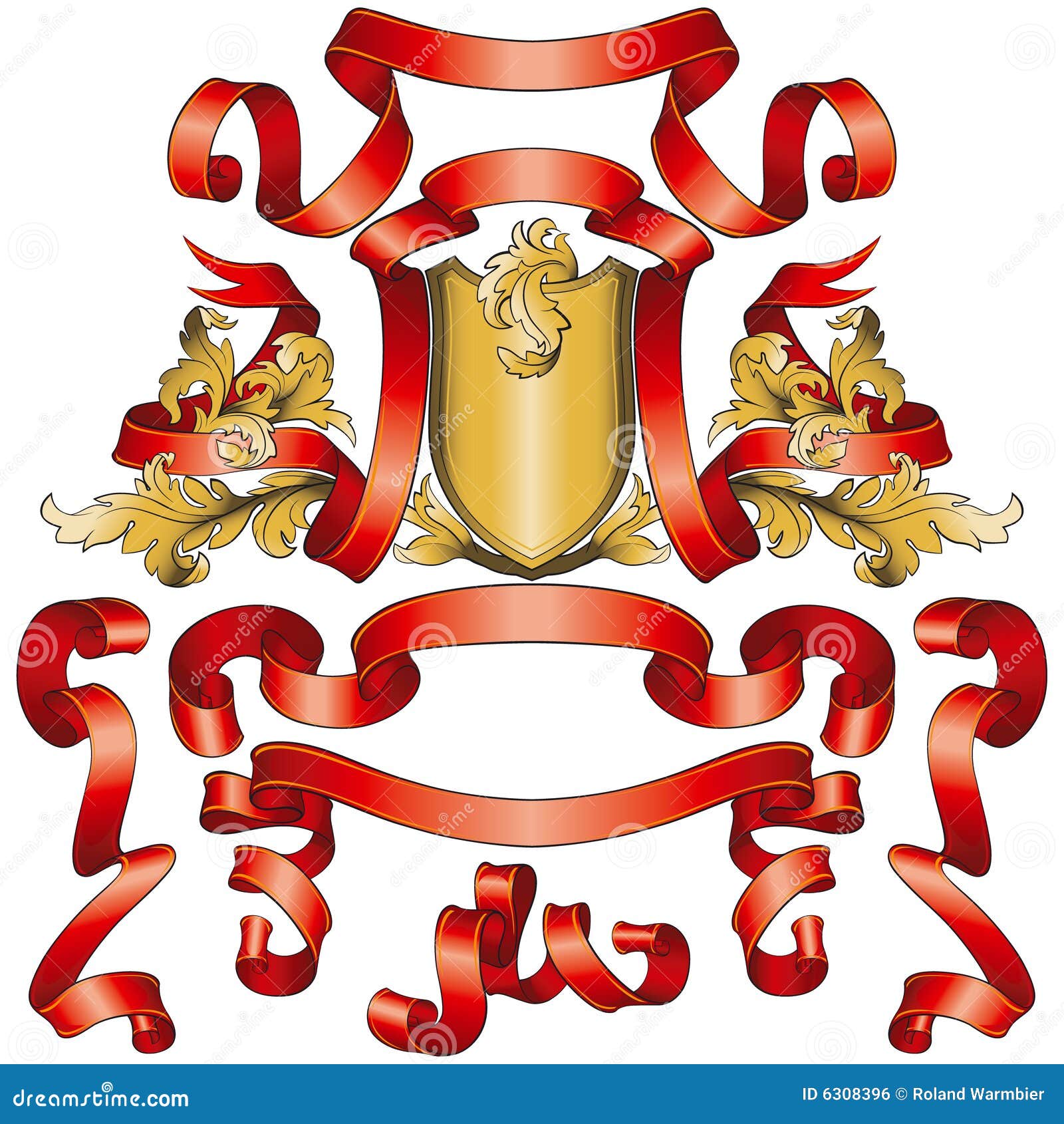 Set Of Banners With Shield And Two Lions Shield Keepers Cartoon Vector ...