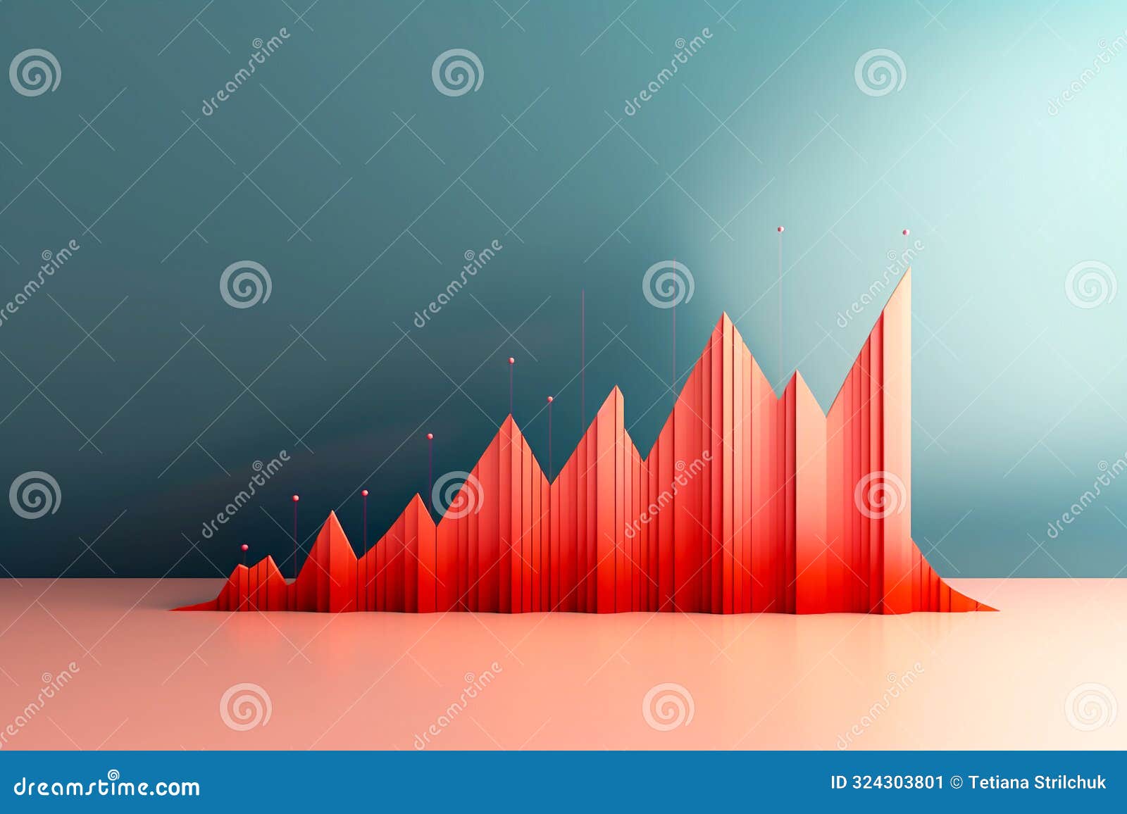 Red Bar Chart on a Blue Minimalist Background, Ideal for Business ...