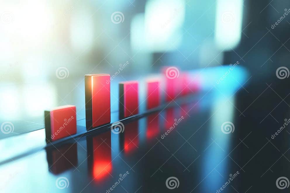 Red Bar Graph on a Shiny Black Surface Stock Illustration ...