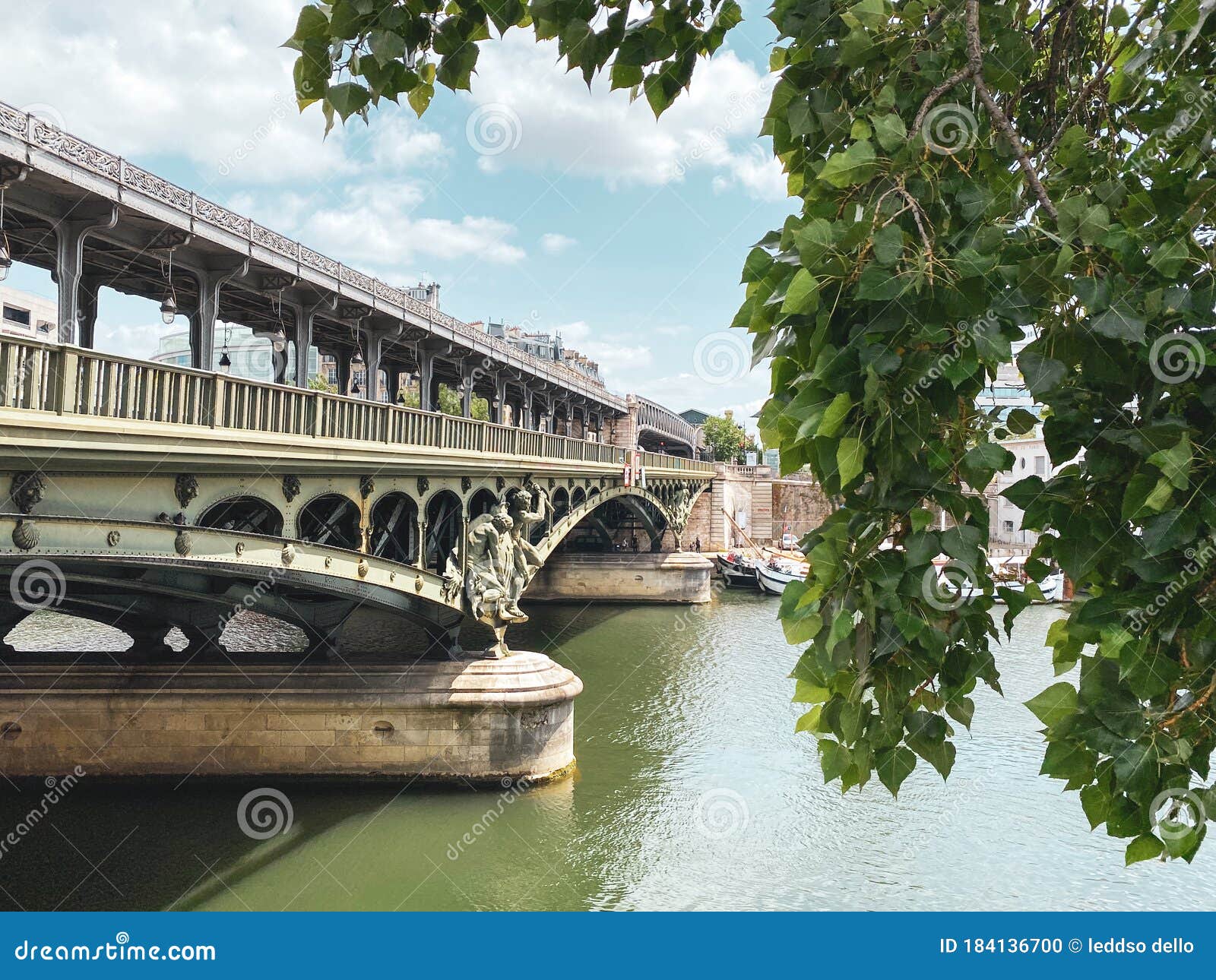 Red Barge Boat Over the Seine Stock Photo - Image of trees, nature ...