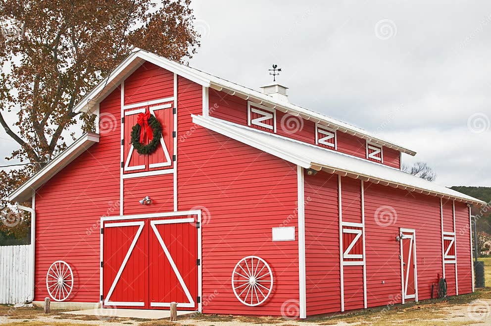 Red barn stock photo. Image of holiday, green, celebration - 12036670