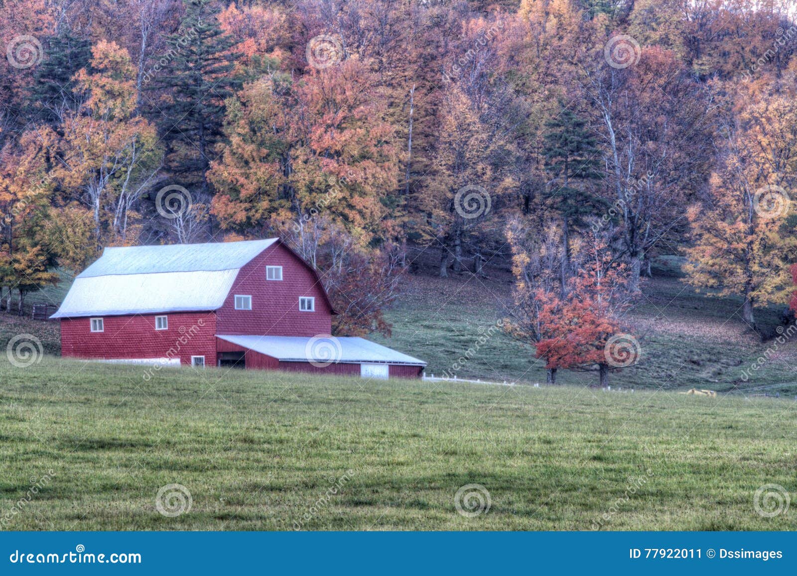 Red Barn with Autumn Background Stock Image - Image of farming, rustic ...