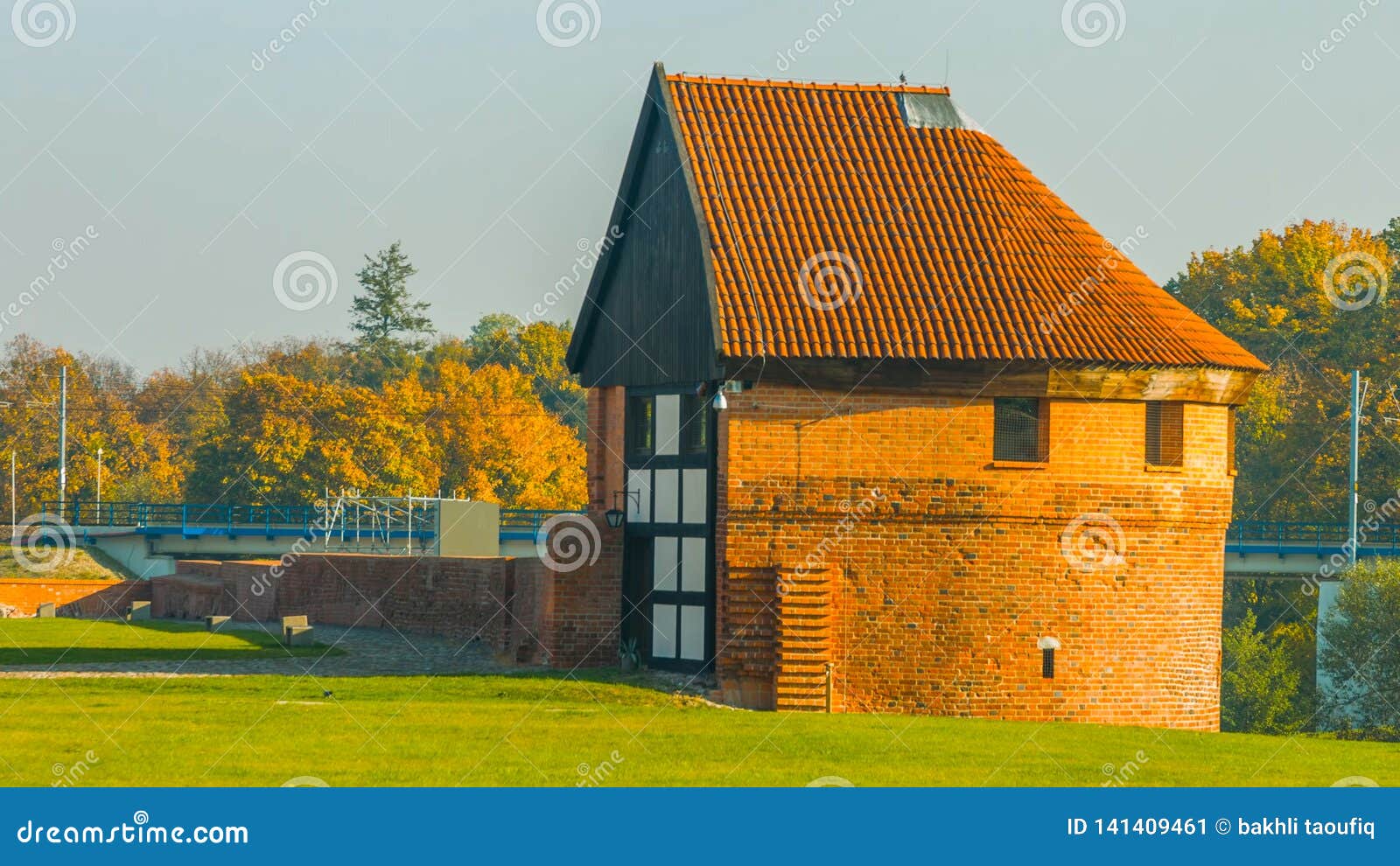 Red Barn in the Autumn - a Barn Overlooking a River Stock Image - Image ...