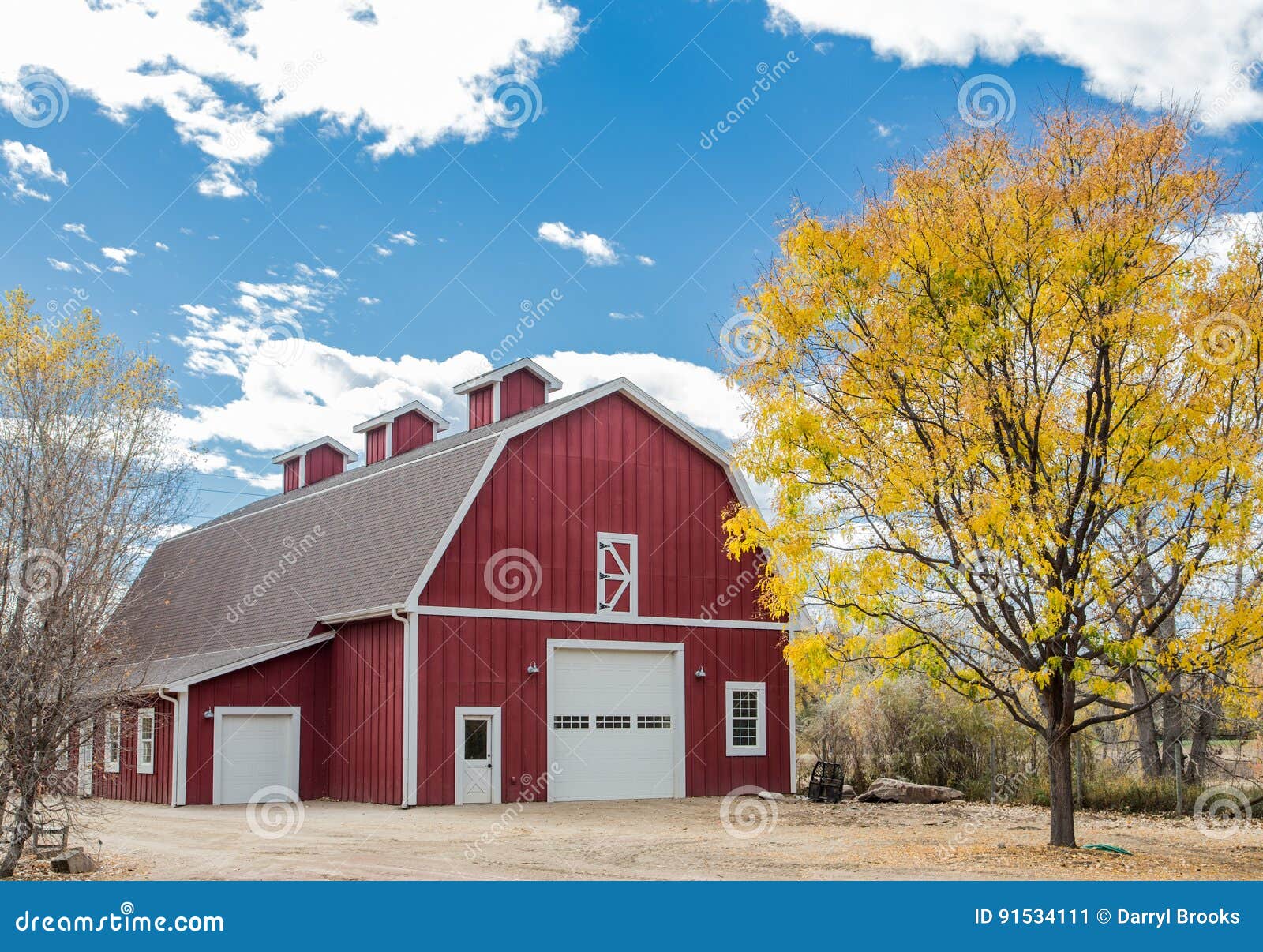 Red Barn in Autumn stock image. Image of wooden, beautiful - 91534111