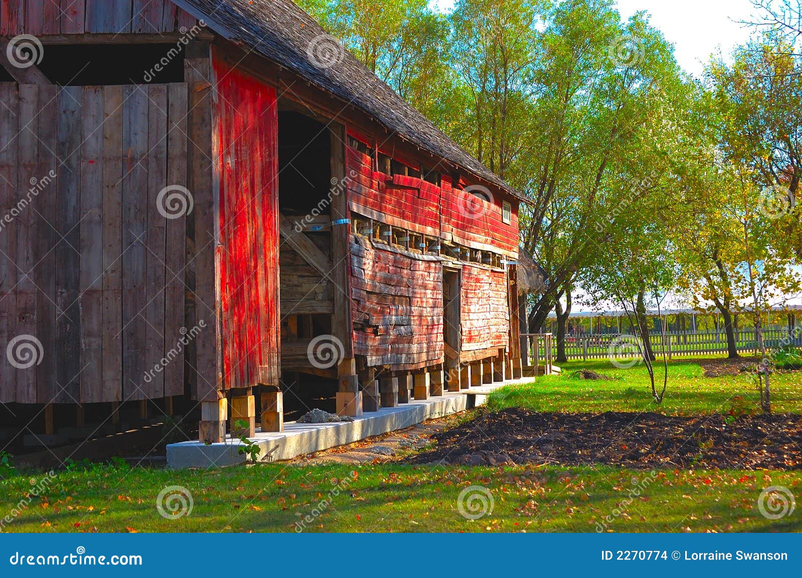 Red Barn Closeup stock photo. Image of animals, summer - 2270774