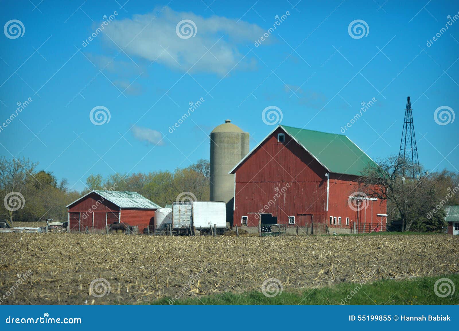 Red Barn Corn Field stock image. Image of landscape, antique - 55199855