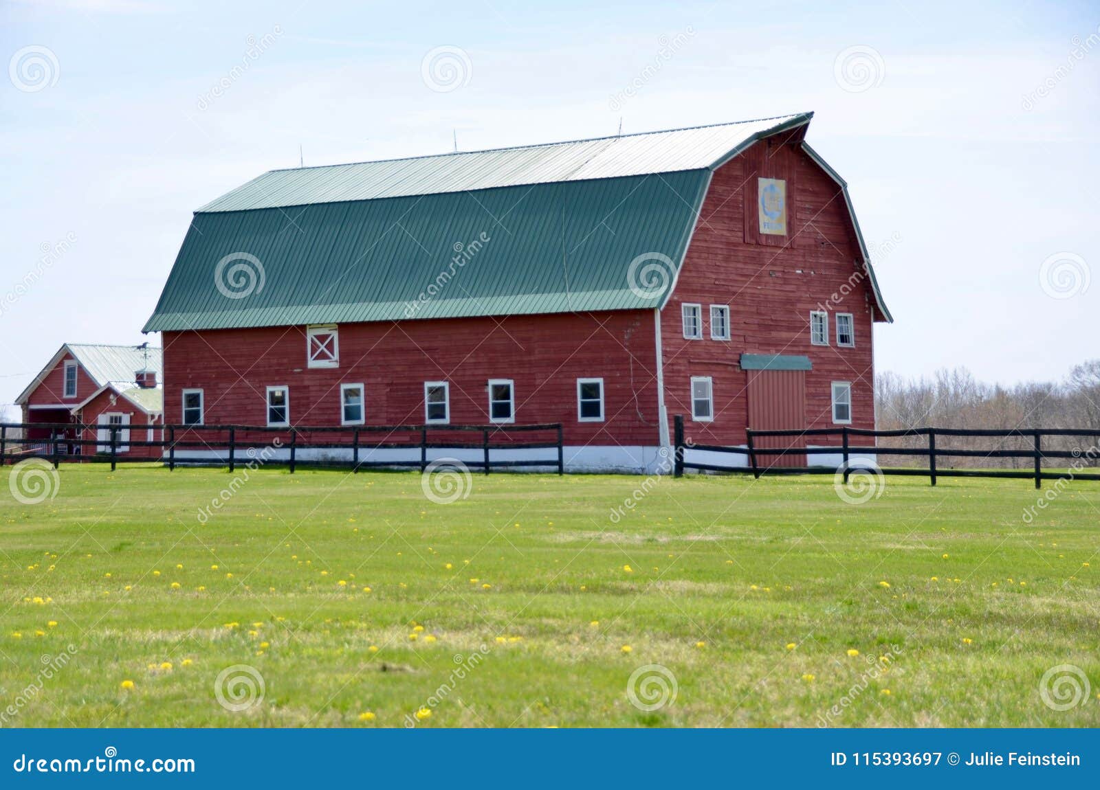 Red Barn stock image. Image of farming, fence, loft - 115393697