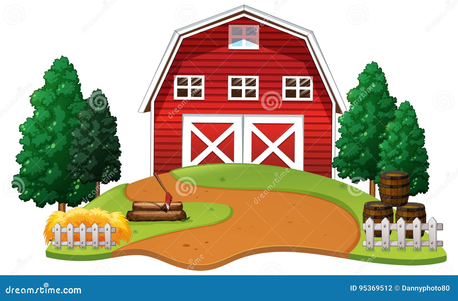 Red Barn Farm Logo Vector Illustration | CartoonDealer.com #102623182