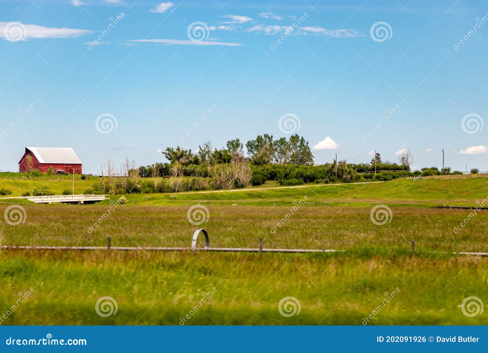 Red Barn in a Field. Nanton,Alberta,Canada Stock Photo - Image of ...