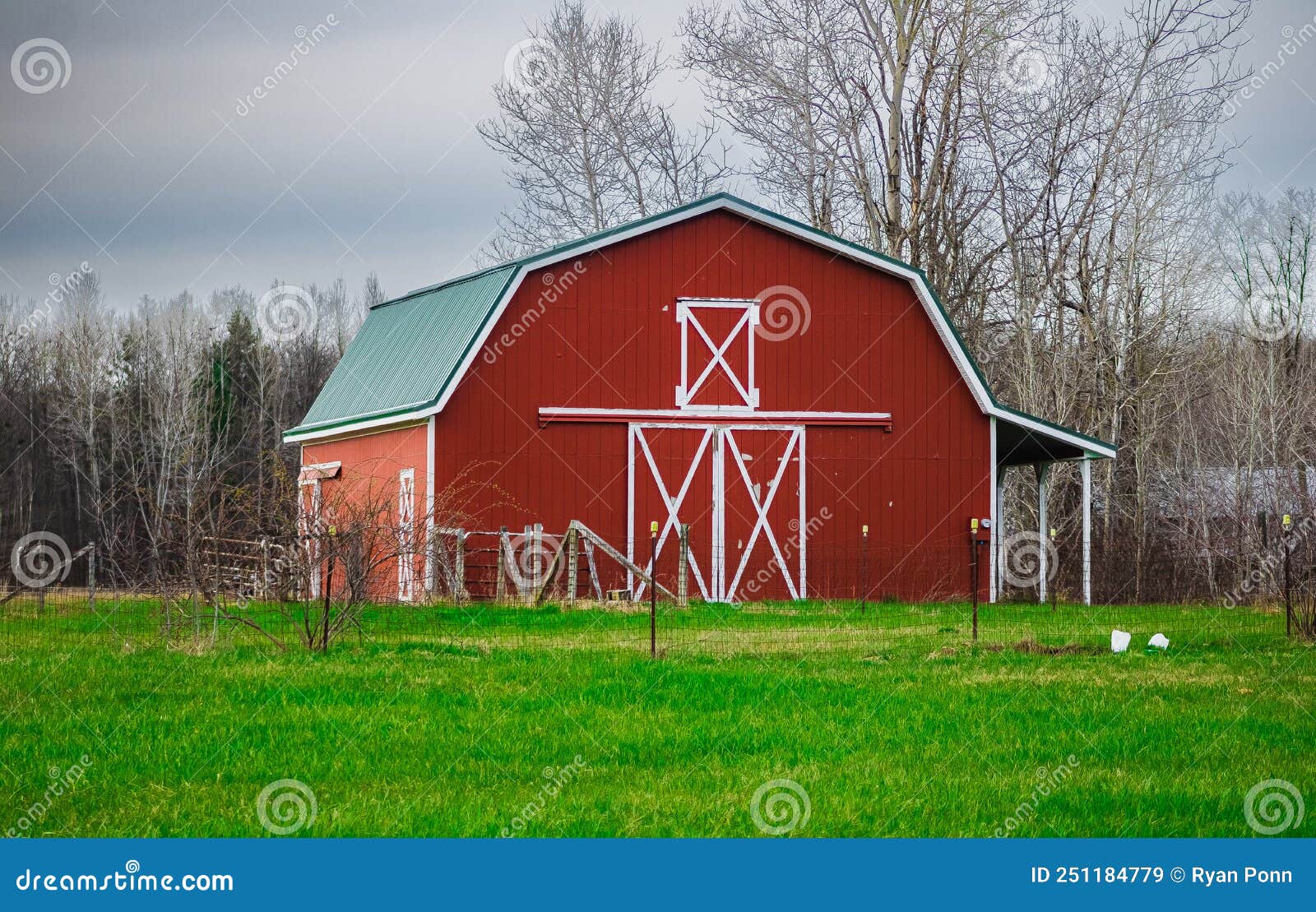 A Red Barn in a Field in Orwell, Ohio Stock Image - Image of field ...