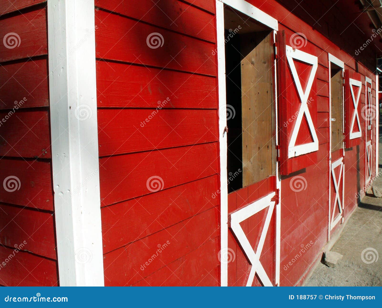 Red barn perspective stock image. Image of windows, rural - 188757
