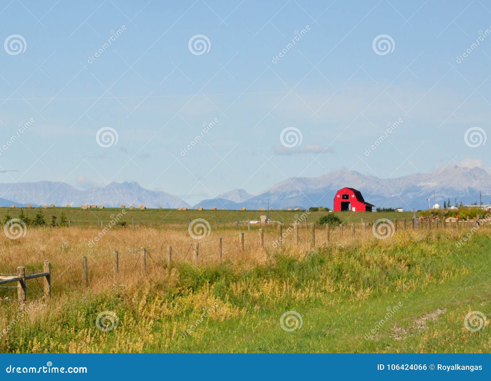 Red Barn on the Prairie stock photo. Image of mountain - 106424066