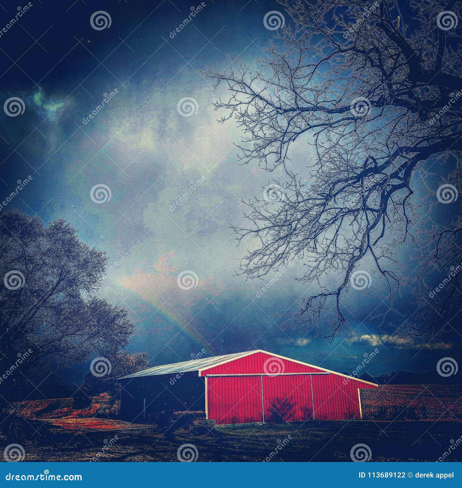 Barn storm 1 stock photo. Image of storm, trees, rainbow - 113689122
