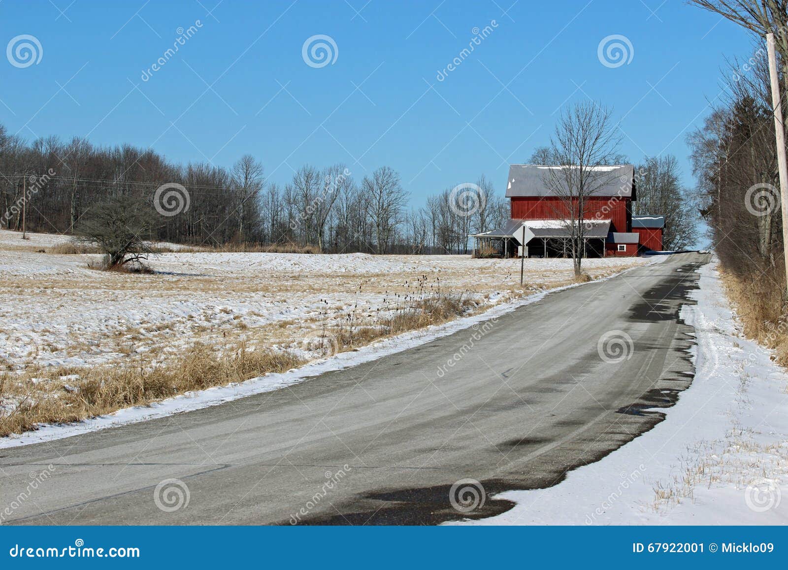 Red barn by the road stock image. Image of boards, brown - 67922001