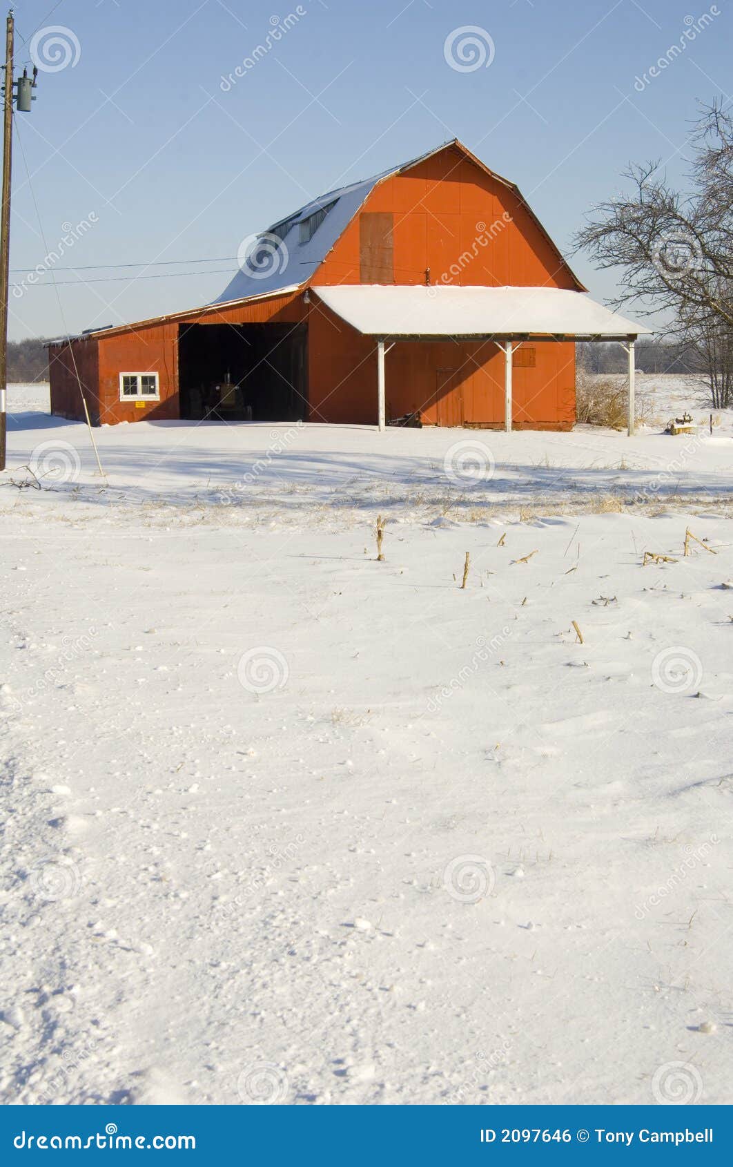 Red barn in the snow stock photo. Image of agriculture - 2097646