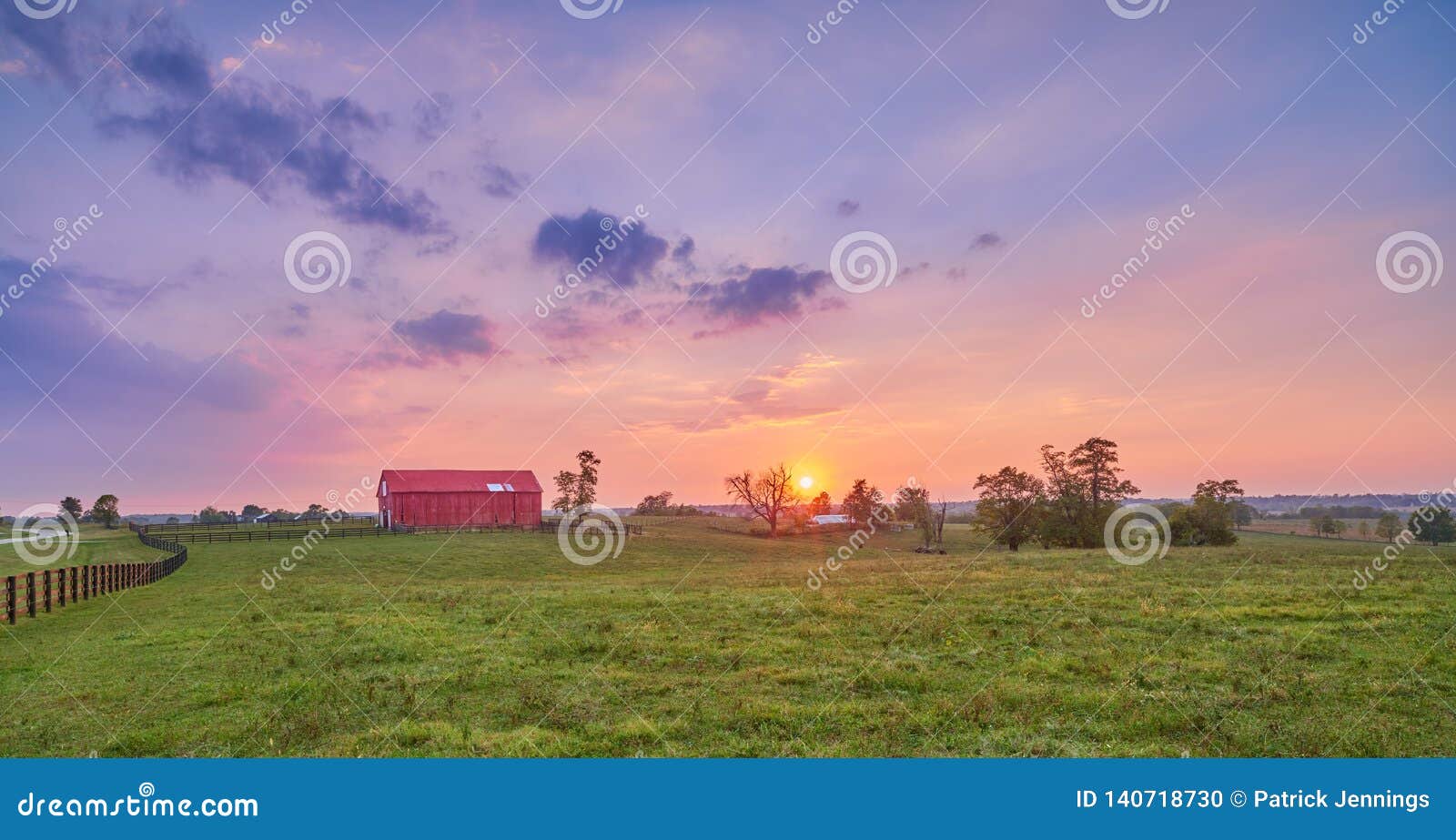 Red Barn at Sunset stock photo. Image of field, harrison - 140718730