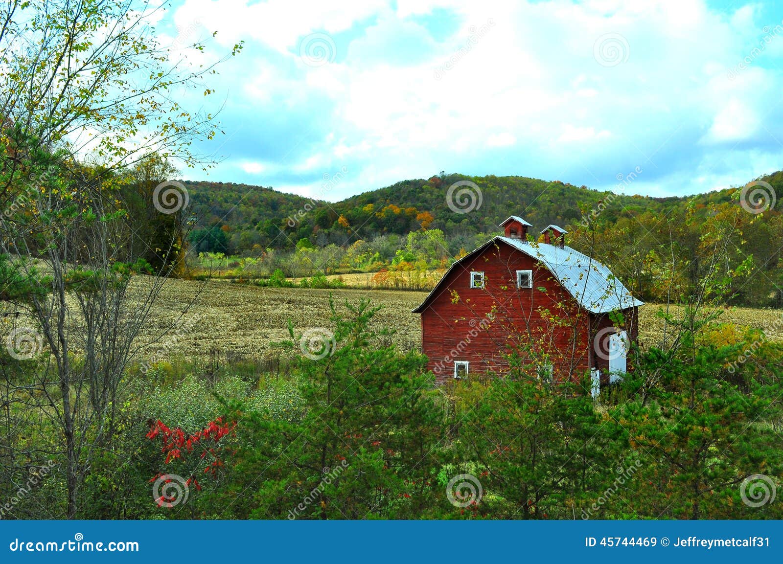 Red Barn stock image. Image of field, trees, barn, foliage - 45744469