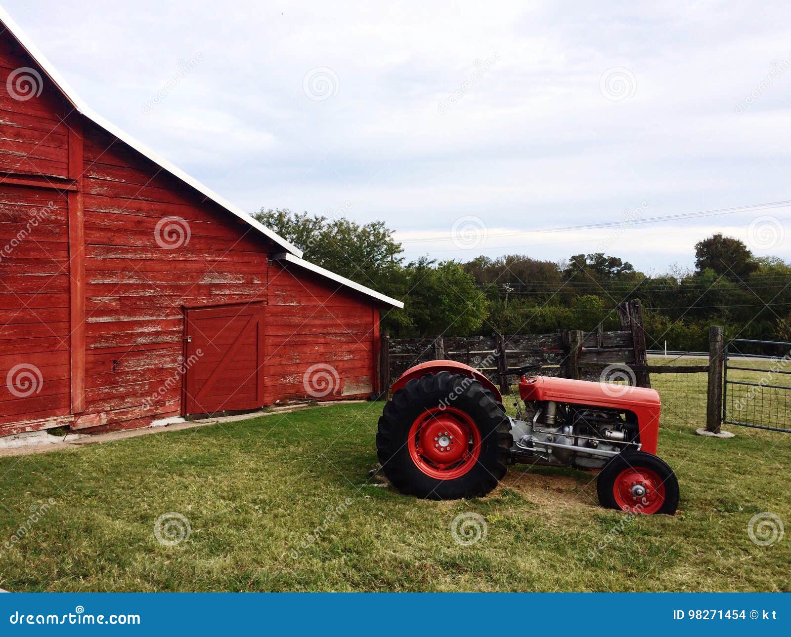 Red Barn And Tractor Royalty-Free Stock Image | CartoonDealer.com #98271454