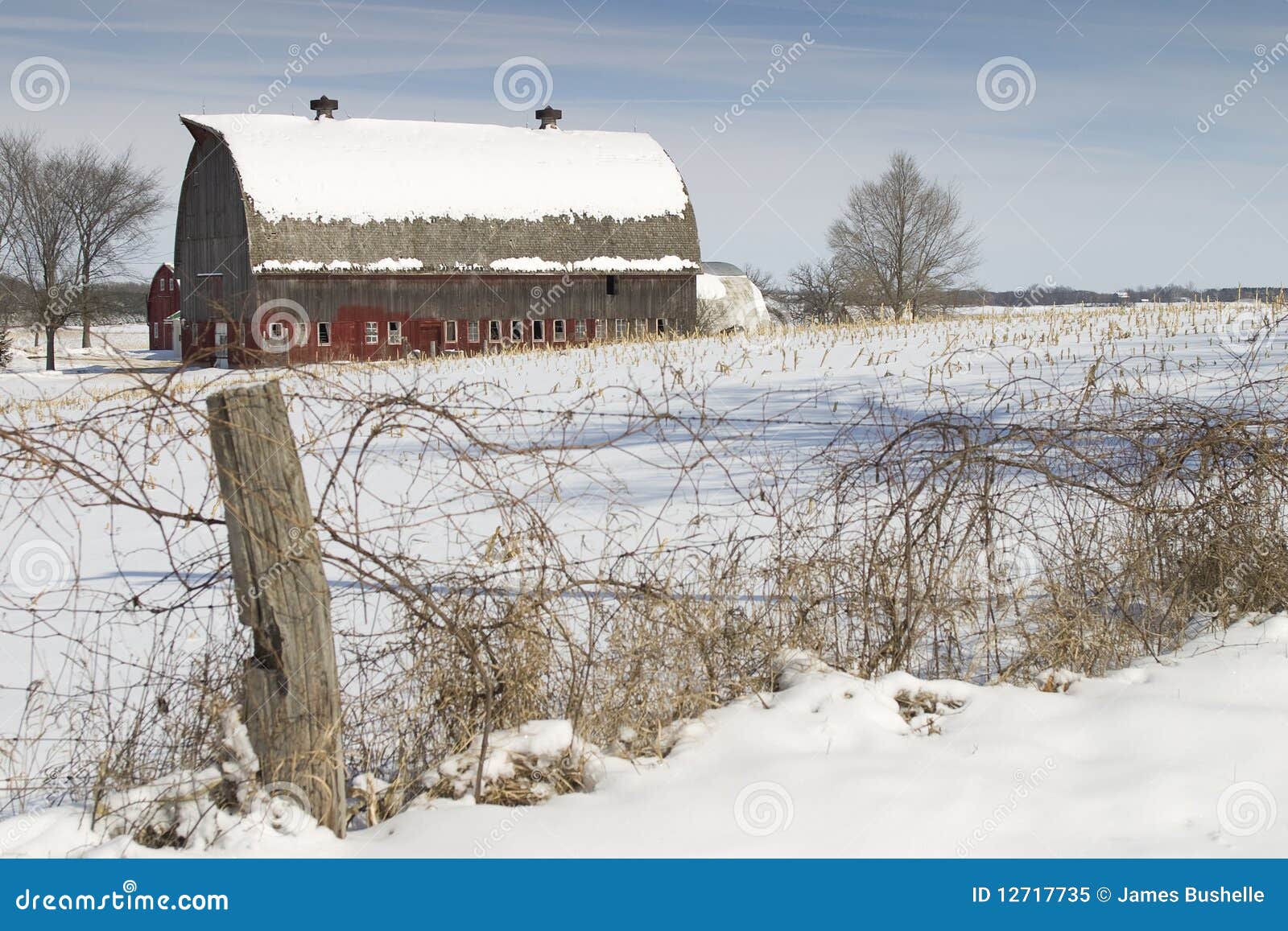 Red barn in winter stock image. Image of barn, winter - 12717735