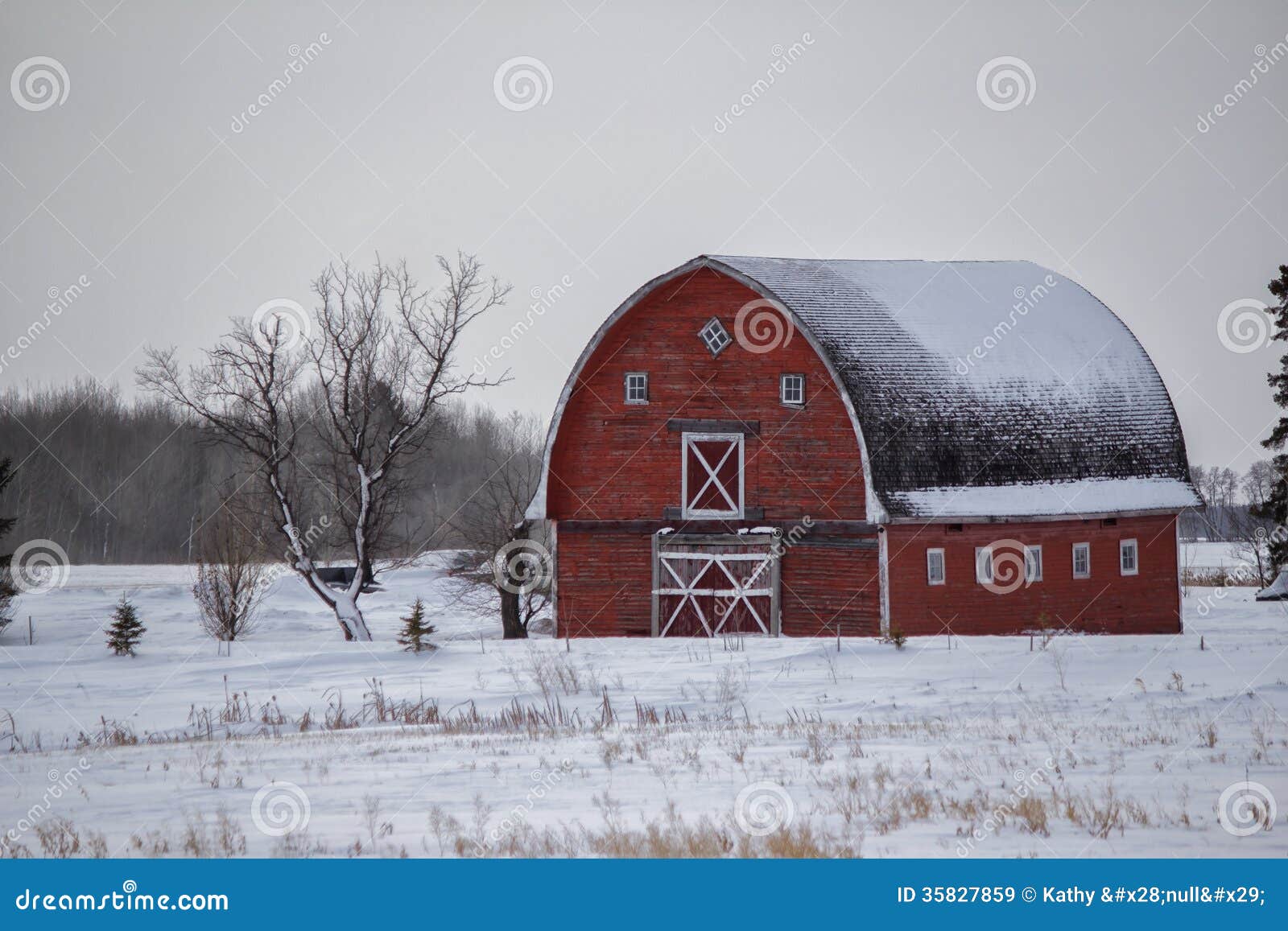 Red barn in the winter stock image. Image of barn, loft - 35827859