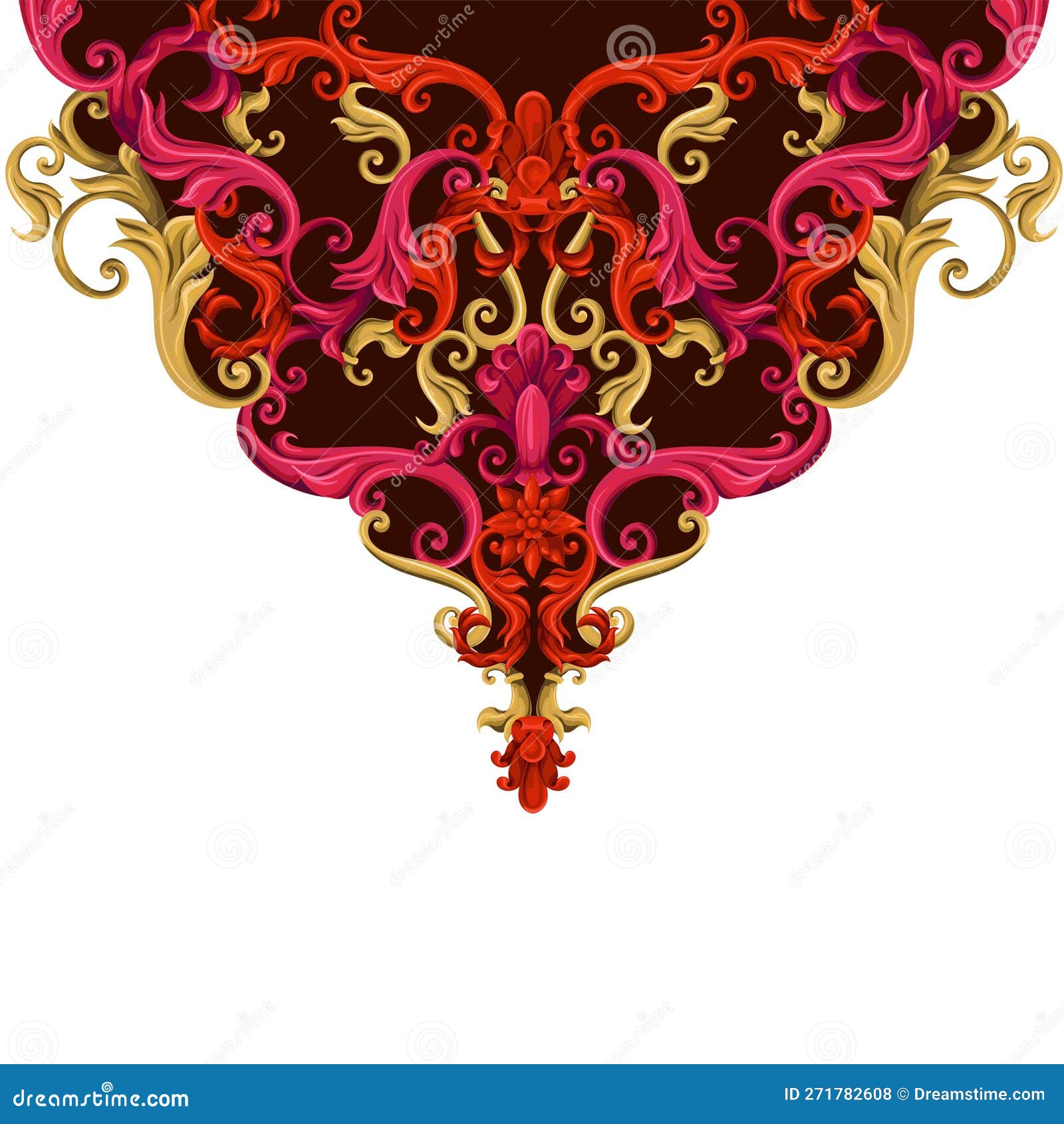 Red Baroque Elements Isolated. Vector. Stock Vector - Illustration of ...
