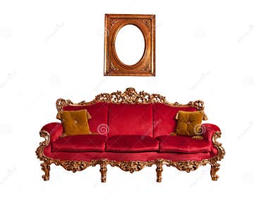 Red baroque sofa stock image. Image of isolated, design - 16991093