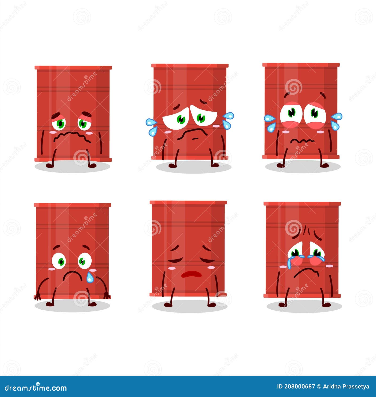 Red Barrel Cartoon Character with Sad Expression Stock Vector ...