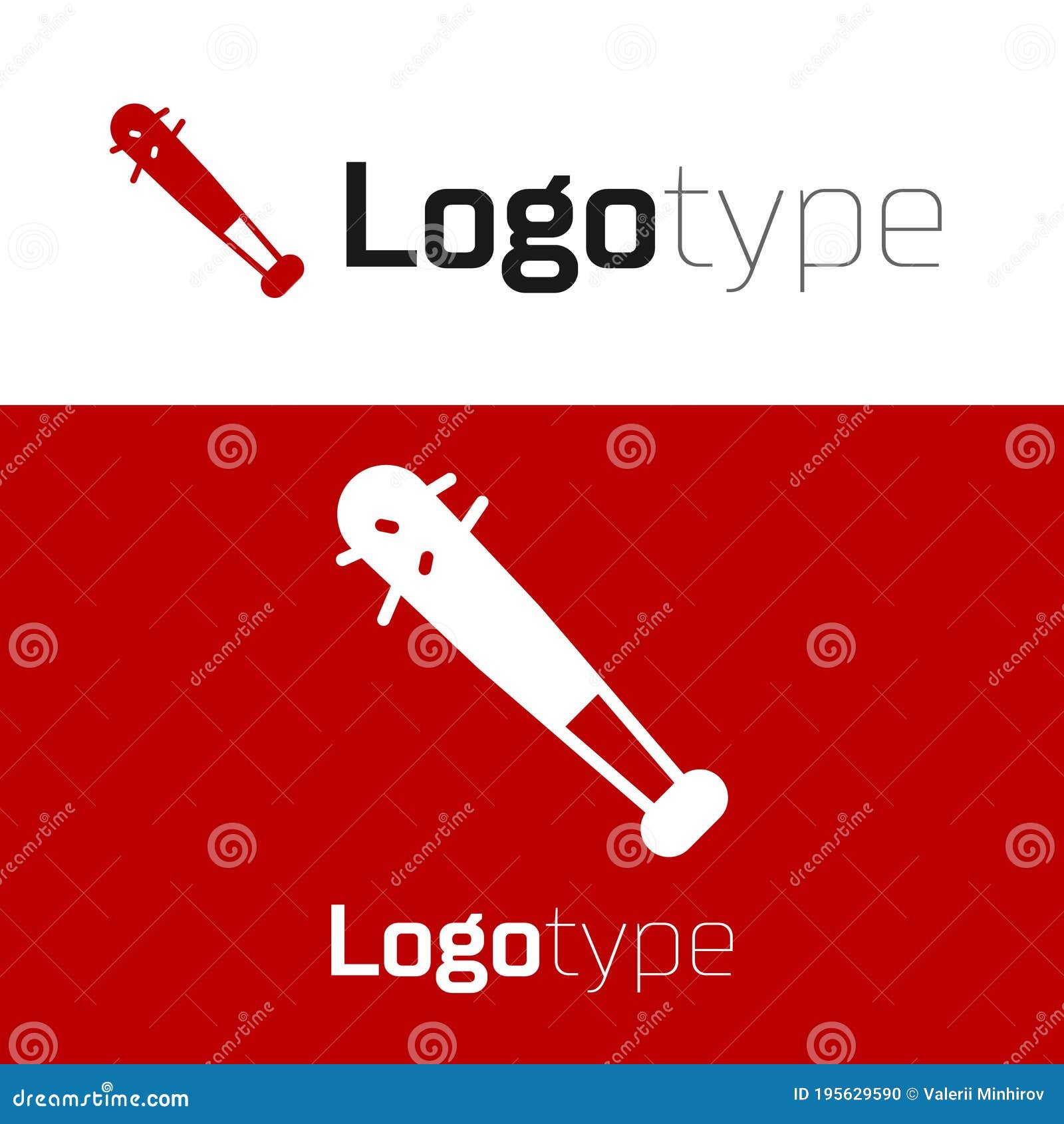 Red Baseball Bat with Nails Icon Isolated on White Background. Violent ...