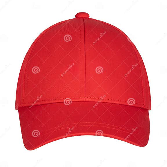 Red Baseball Cap Front View, Packshot Stock Photo - Image of vibrant ...