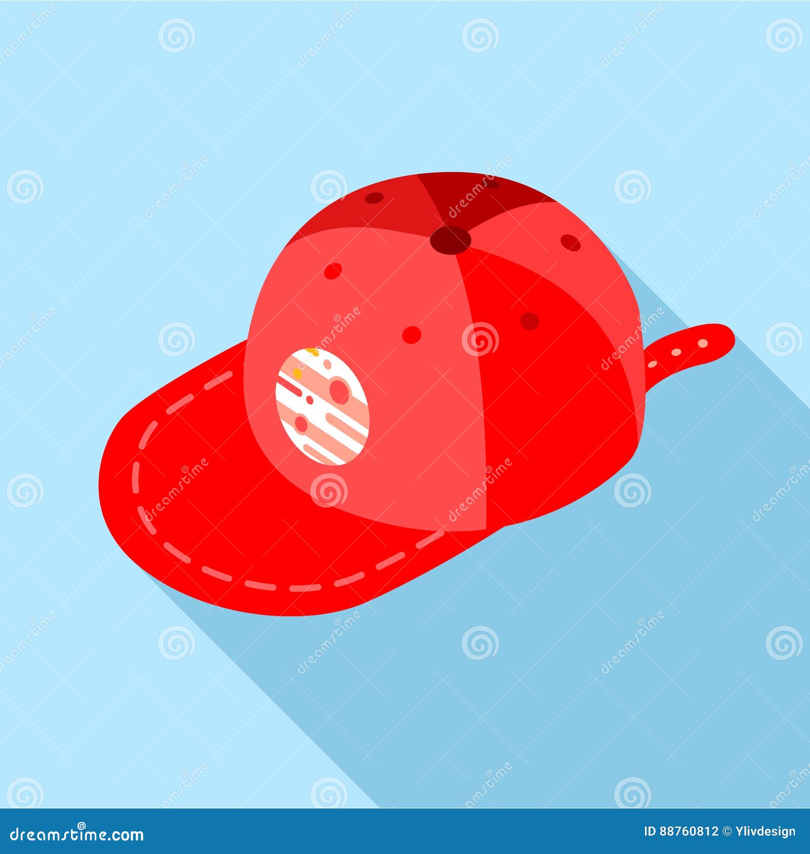 Red Baseball Cap Icon, Flat Style Stock Vector - Illustration of style ...