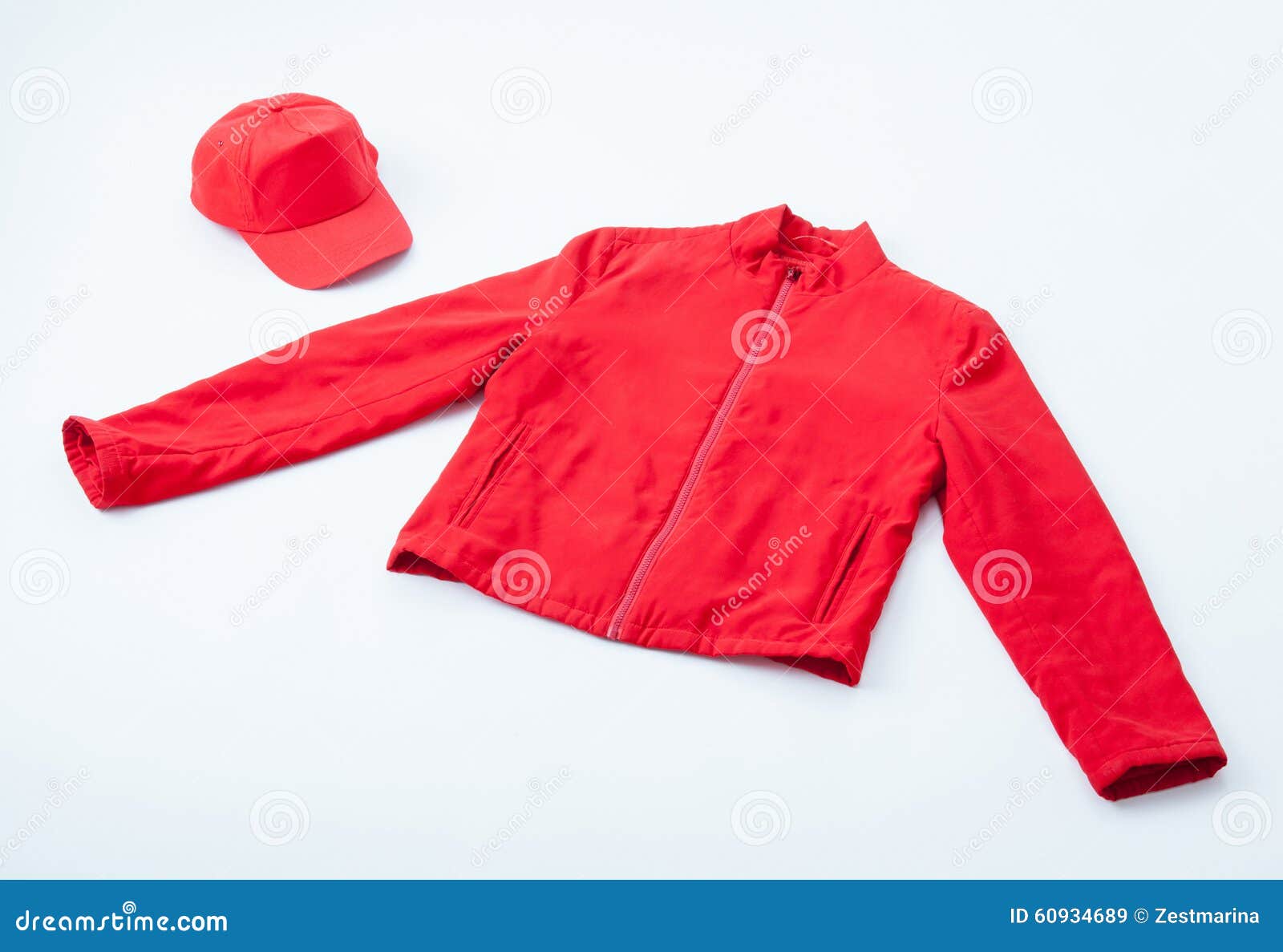 Red Baseball Cap and a Jacket Stock Image - Image of white, jacket ...
