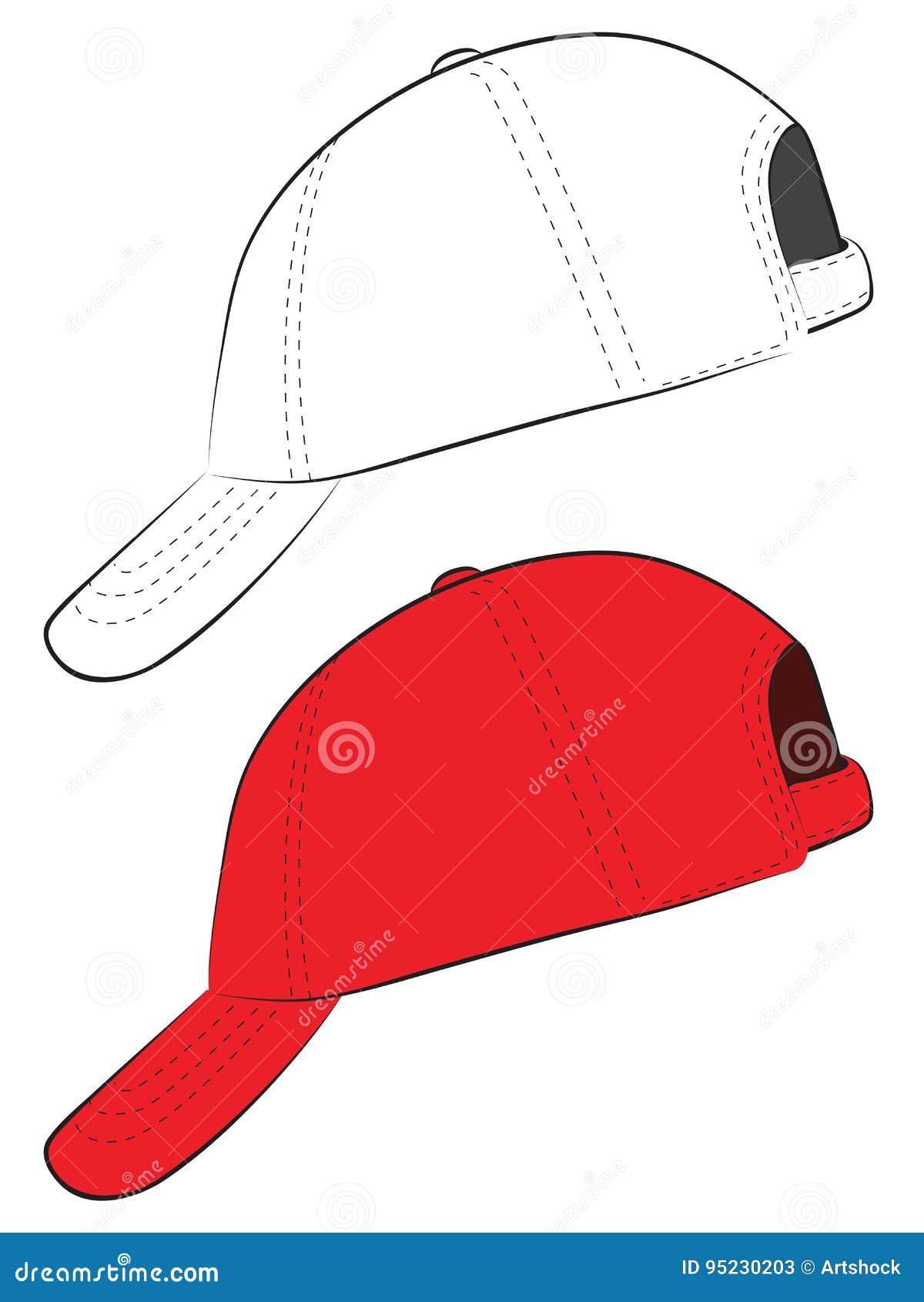 Red Baseball Cap stock illustration. Illustration of white - 95230203
