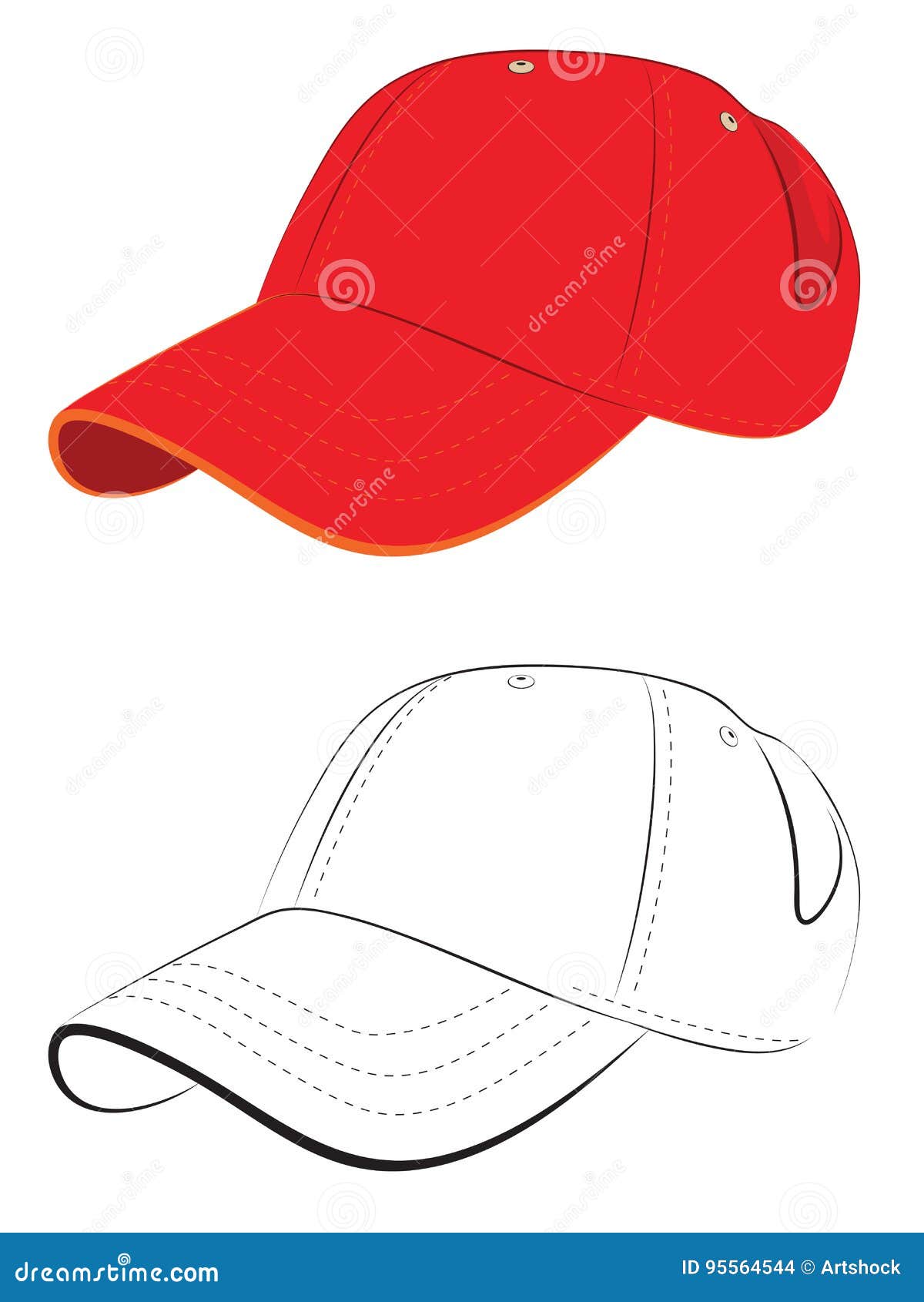 Red Baseball Cap stock vector. Illustration of object - 95564544