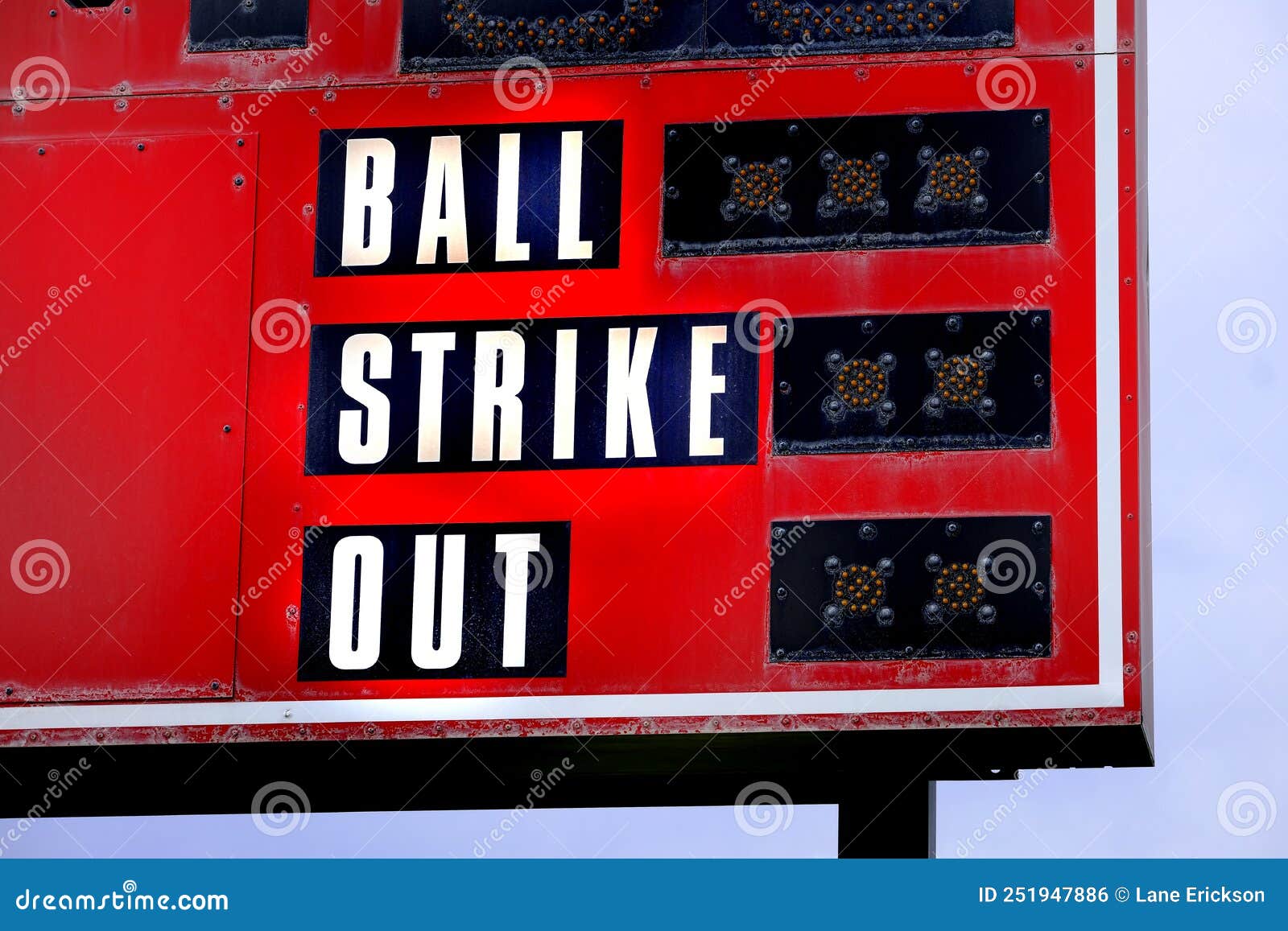 Red Baseball Scoreboard Ball Strike Out Stock Photo - Image of power ...