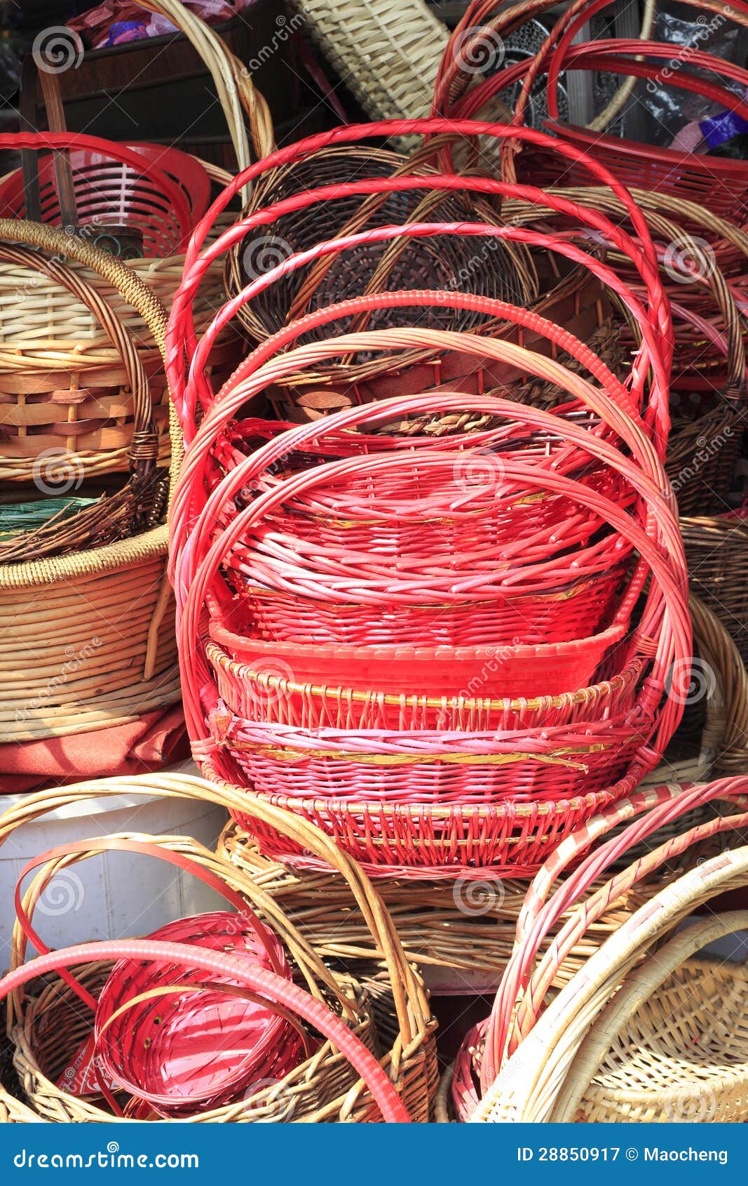 Red basket stock image. Image of wicker, woven, decoration - 28850917