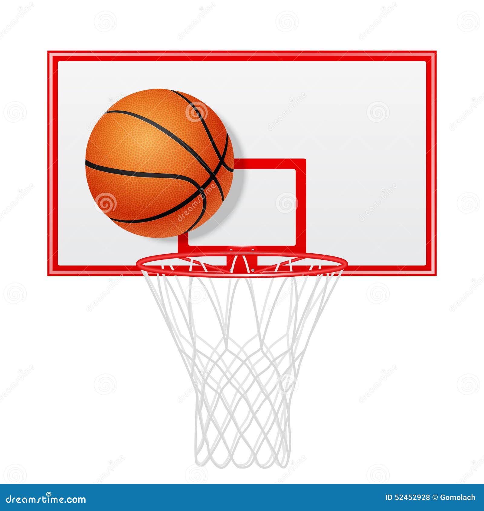 Red Basketball Backboard and Ball. Isolated Stock Vector - Illustration ...