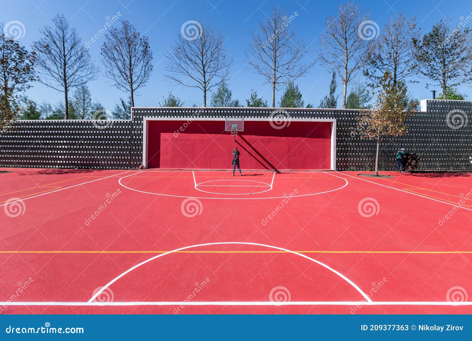 Red Basketball Court Outdoors Stock Image - Image of goal, play: 209377363