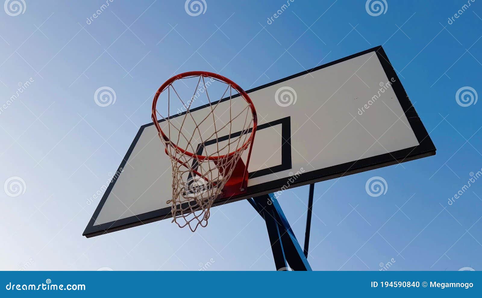 Red Basketball Hoop on Blue Sky Background. Stock Footage - Video of ...